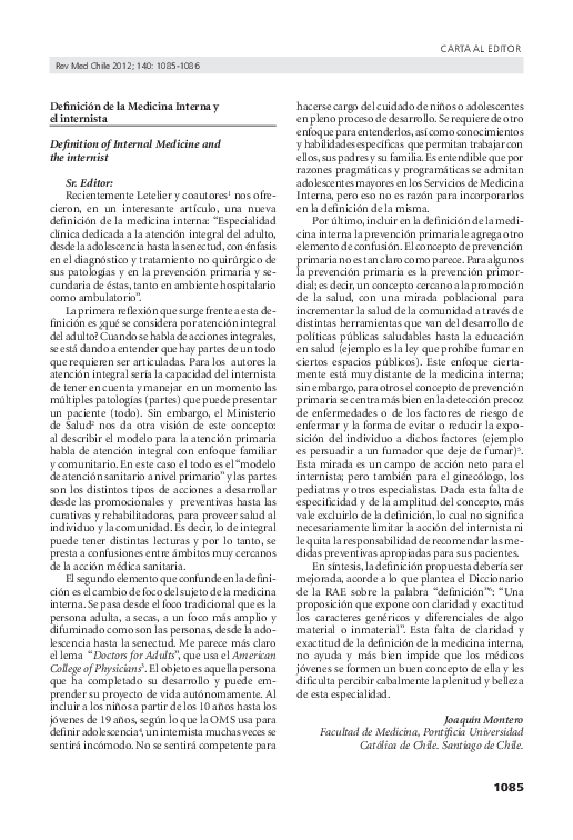 (PDF) [Definition of Internal Medicine and the internist]