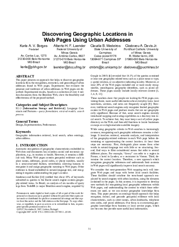 (PDF) Discovering geographic locations in web pages using urban ...