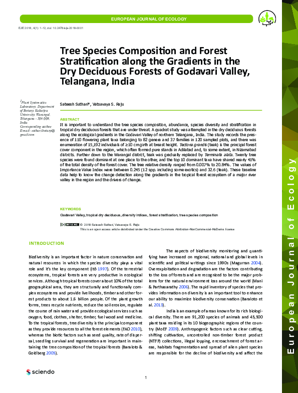 (PDF) Tree Species Composition and Forest Stratification along the ...
