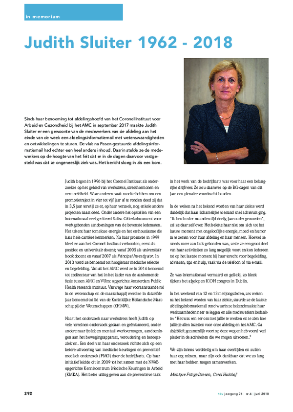 (PDF) Judith Sluiter 1962 - 2018