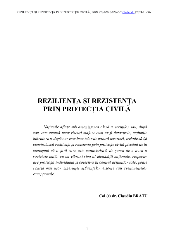 (PDF) . BRATU CARTE Rezilienta si rezistenta prin protectie civila ISBN