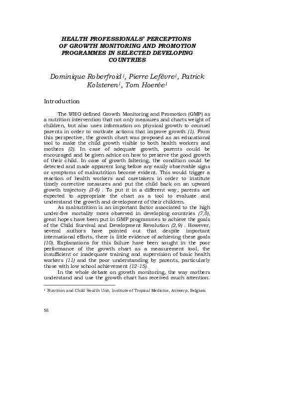 (PDF) Health professionals' perceptions of growth monitoring and ...