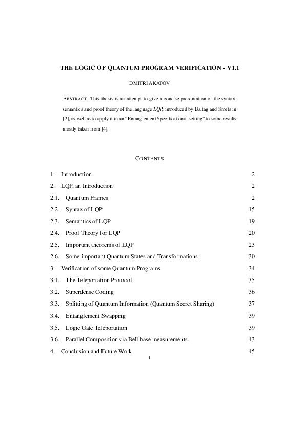 Quantum Program Verification And Lqp Language 9844