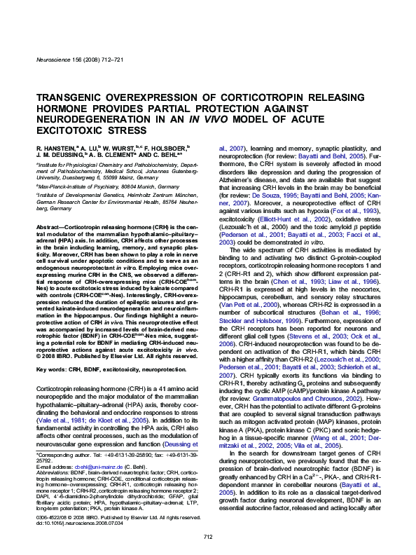 (PDF) Brain Region-Specific Neuroprotective Action and Signaling of Corticotropin-Releasing ...