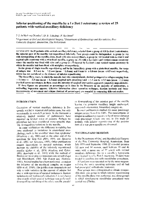 (PDF) Inferior positioning of the maxilla by a Le Fort I osteotomy: a ...