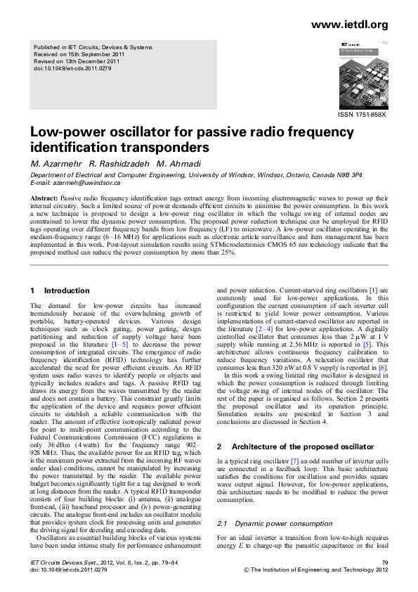 (PDF) Low-power oscillator for passive radio frequency identification ...