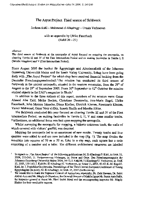 (PDF) The Asyut Project: Third Season of Fieldwork