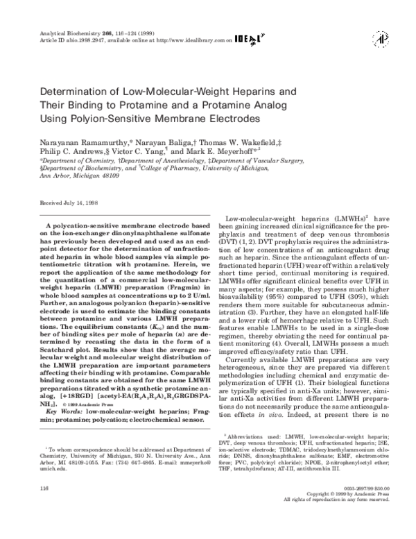 (PDF) Determination of Low-Molecular-Weight Heparins and Their Binding ...