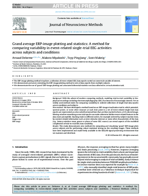 Pdf Grand Average Erp Image Plotting And Statistics A Method For