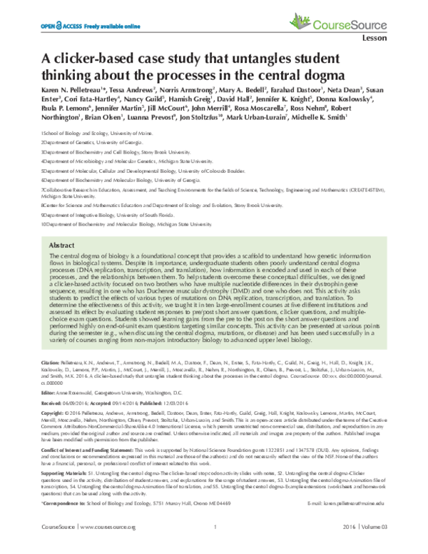 (PDF) A clicker-based case study that untangles student thinking about the processes in the ...