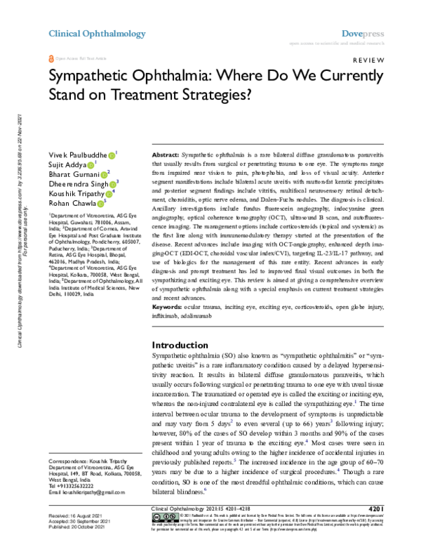 (PDF) Current Treatment Strategies for Sympathetic Ophthalmia
