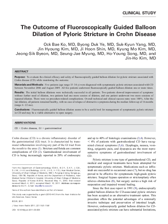 (PDF) The outcome of fluoroscopically guided balloon dilation of ...