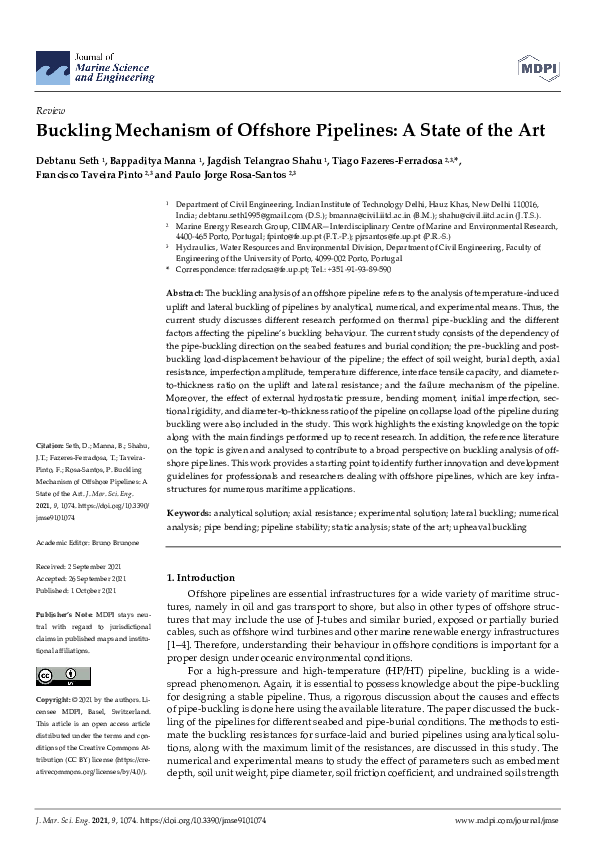 (PDF) Buckling Mechanism of Offshore Pipelines: A State of the Art