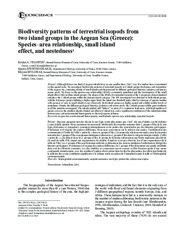 (PDF) Biodiversity patterns of terrestrial isopods from two island groups in the Aegean Sea ...