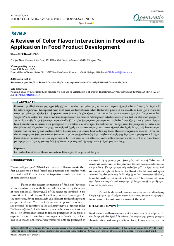 (PDF) A Review of Color Flavor Interaction in Food and its Application ...