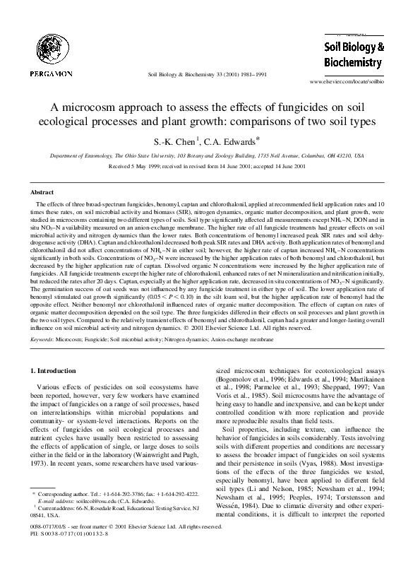 (PDF) A microcosm approach to assess the effects of fungicides on soil ...