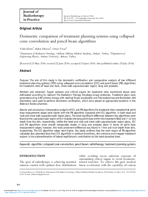 (PDF) Dosimetric comparison of treatment planning systems using ...