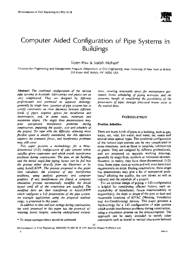 (PDF) Computer Aided Configuration of Pipe Systems in Buildings