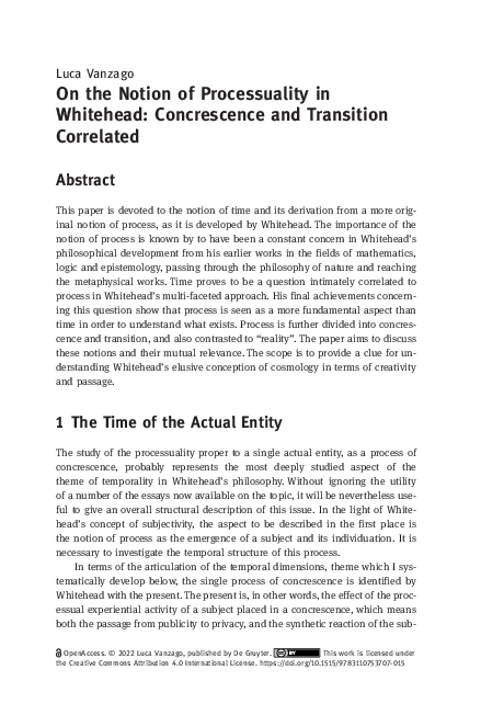 (PDF) On the Notion of Processuality in Whitehead: Concrescence and ...