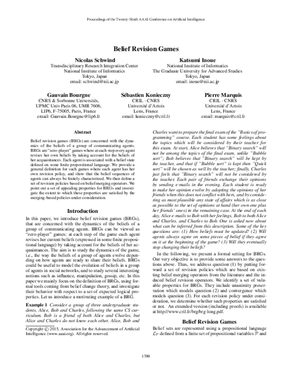 (PDF) Belief Revision Games