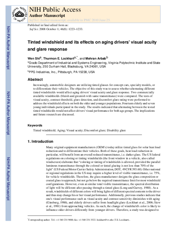 (PDF) Tinted windshield and its effects on aging drivers’ visual acuity ...