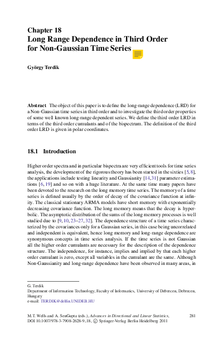 (PDF) Long range dependence in third order for Non-Gaussian time series