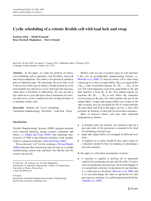Cyclic scheduling of a robotic flexible cell with load lock and swap