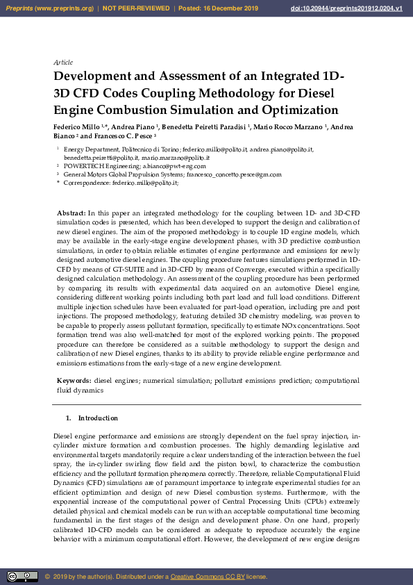 (PDF) Development and Assessment of an Integrated 1D-3D CFD Codes ...