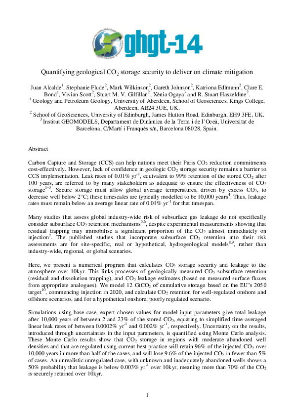 (PDF) Quantifying Geological CO2 Storage Security to Deliver on Climate ...