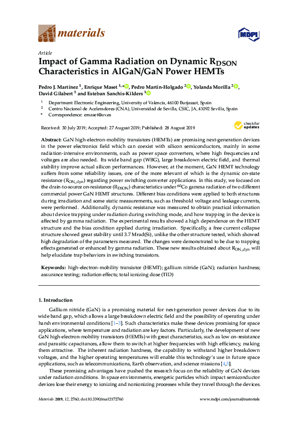 (PDF) Impact of Gamma Radiation on Dynamic RDSON Characteristics in ...