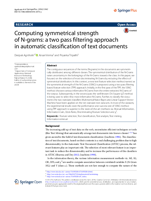 (PDF) Computing symmetrical strength of N-grams: a two pass filtering ...