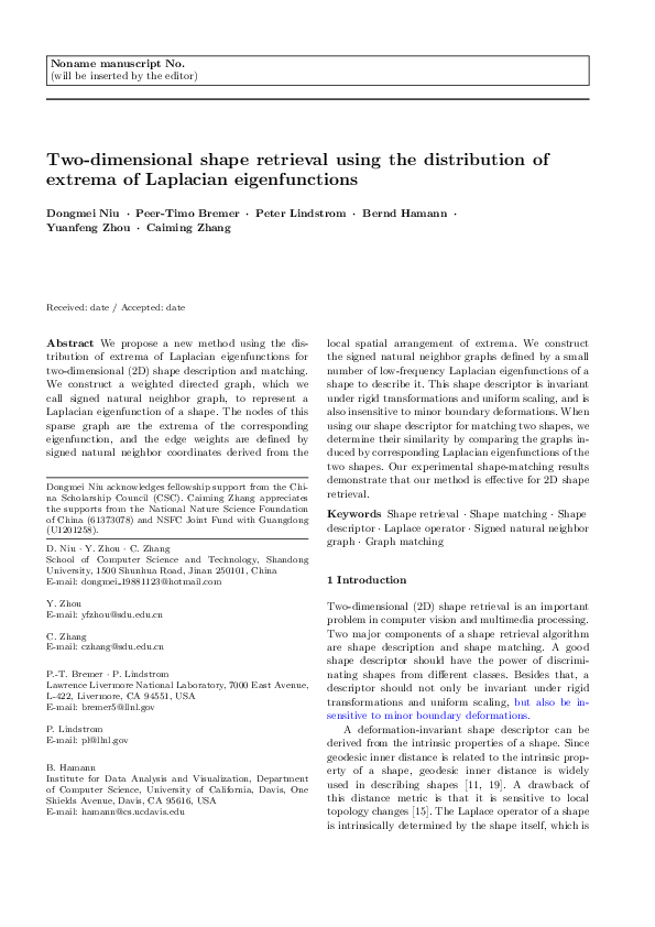 (PDF) Two-dimensional shape retrieval using the distribution of extrema of Laplacian eigenfunctions