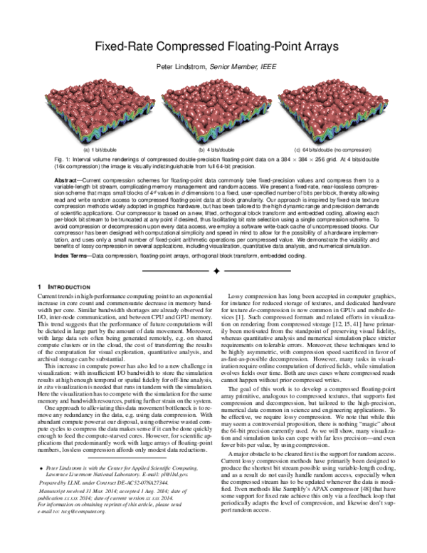 (PDF) Fixed-Rate Compressed Floating-Point Arrays