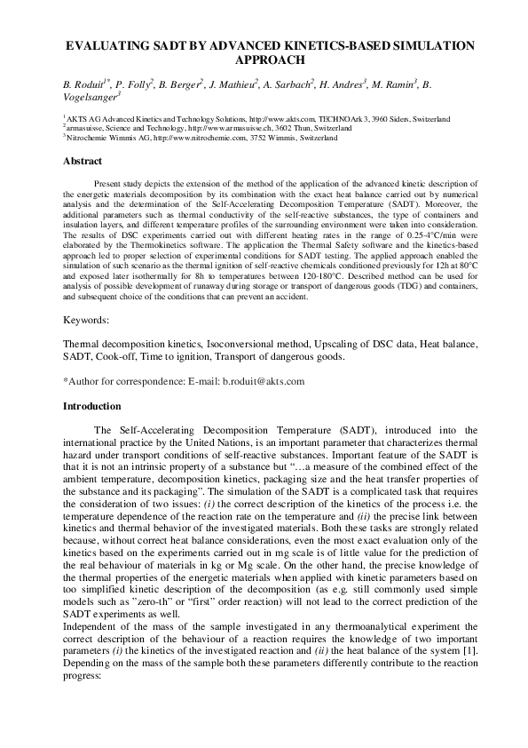 Pdf Evaluating Sadt By Advanced Kinetics Based Simulation Approach