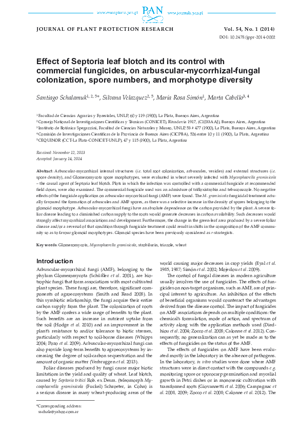 (PDF) Effect of Septoria Leaf Blotch and its Control with Commercial ...