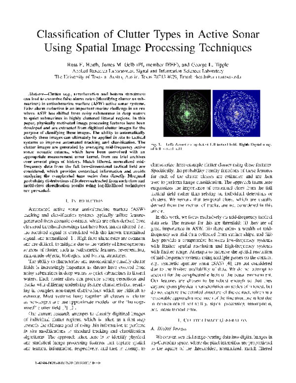 (PDF) Classification of Clutter Types in Active Sonar Using Spatial Image Processing Techniques