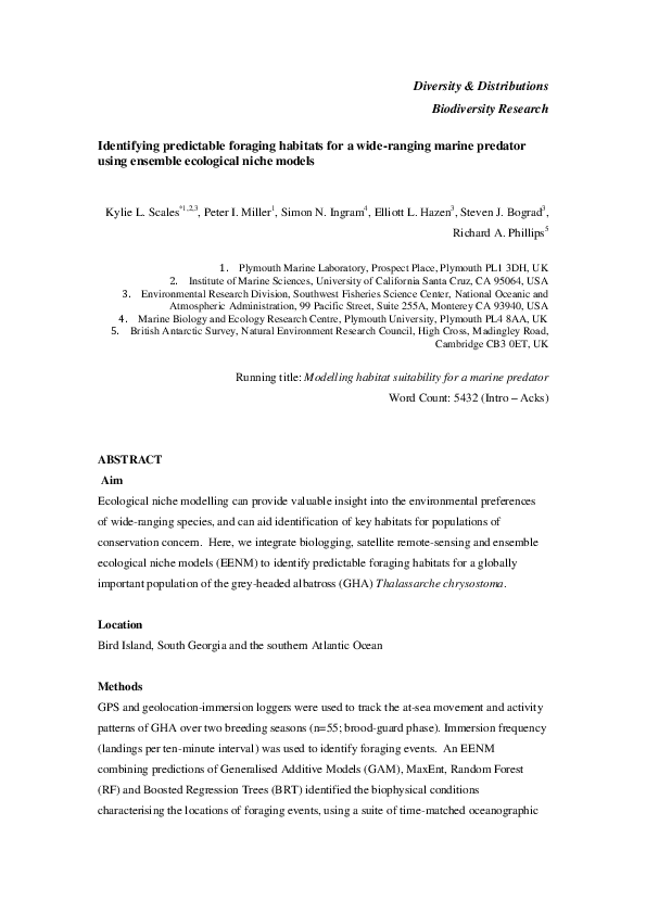 (PDF) Identifying predictable foraging habitats for a wide-ranging ...