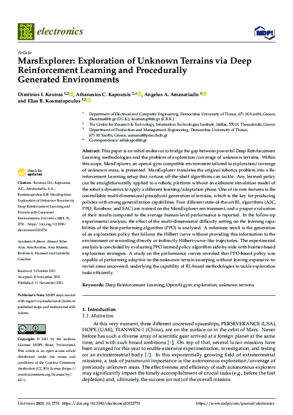 (PDF) MarsExplorer: Exploration of Unknown Terrains via Deep Reinforcement Learning and ...