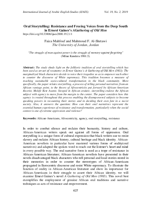 (PDF) Oral Storytelling: Resistance and Freeing Voices from the Deep ...