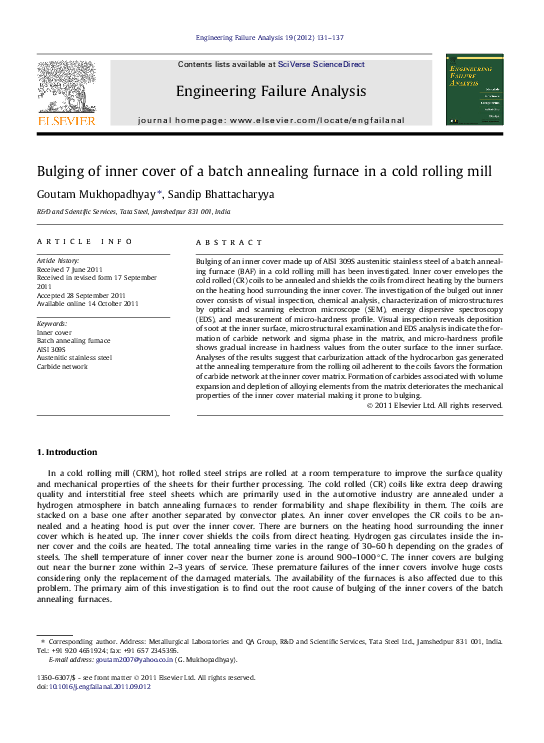 (PDF) Bulging of inner cover of a batch annealing furnace in a cold ...