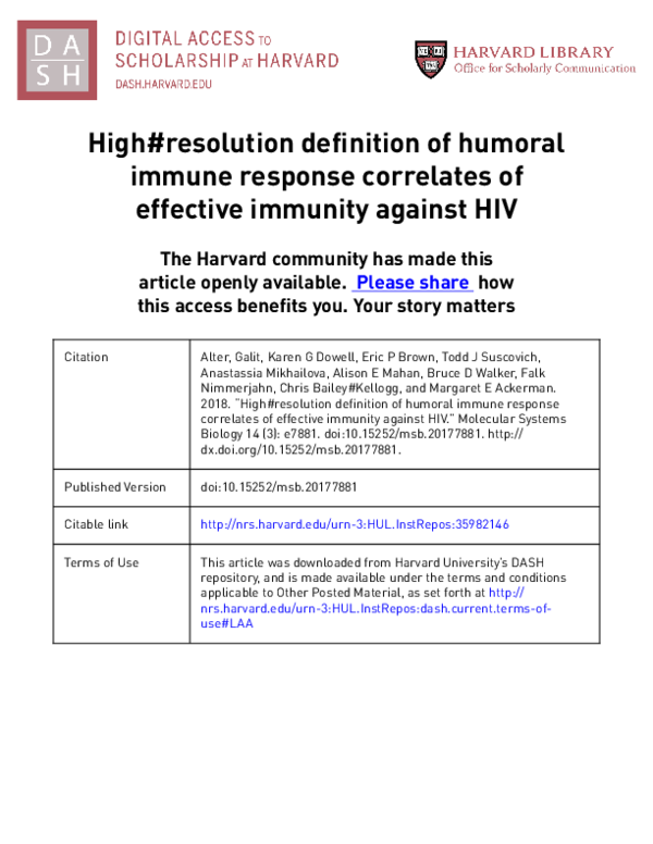 (PDF) High-resolution definition of humoral immune response correlates ...
