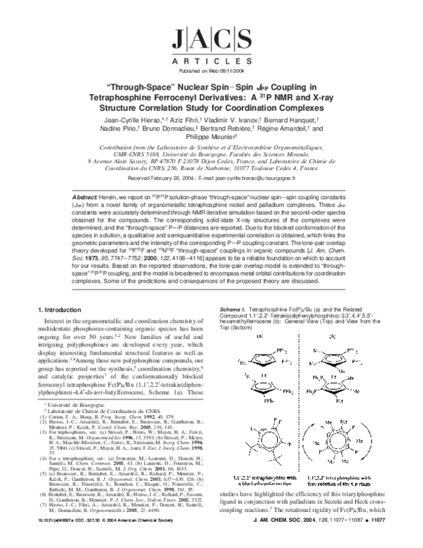 (PDF) Through-Space" Nuclear Spin -- Spin J pp Coupling in ...