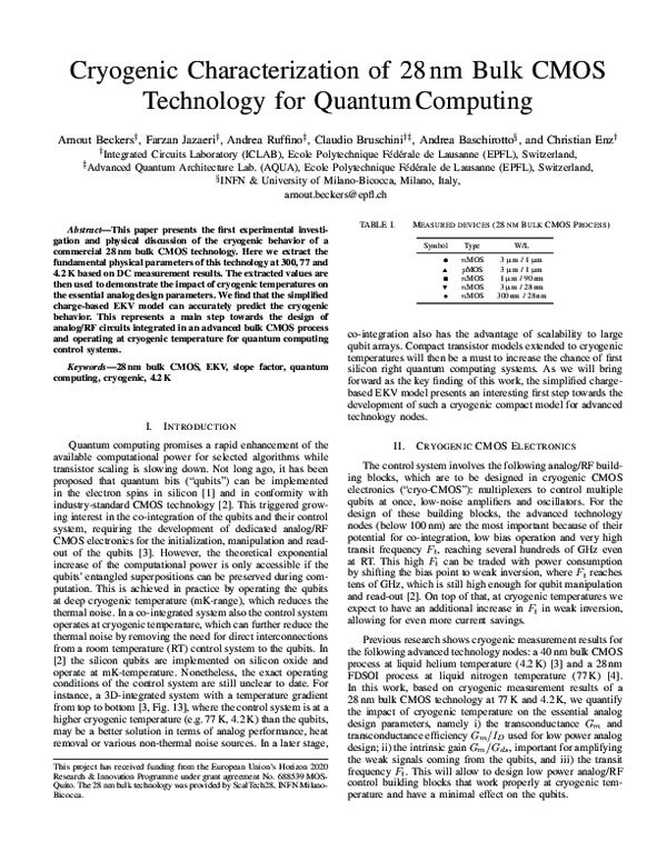 (PDF) Cryogenic characterization of 28 nm bulk CMOS technology for ...