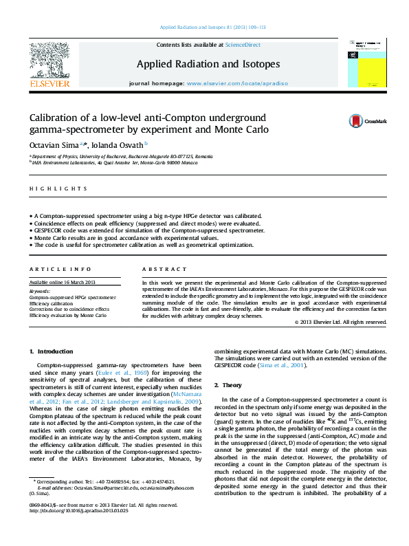 (PDF) Calibration of a low-level anti-Compton underground gamma ...