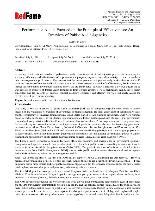 (PDF) Performance Audits Focused on the Principle of Effectiveness: An ...
