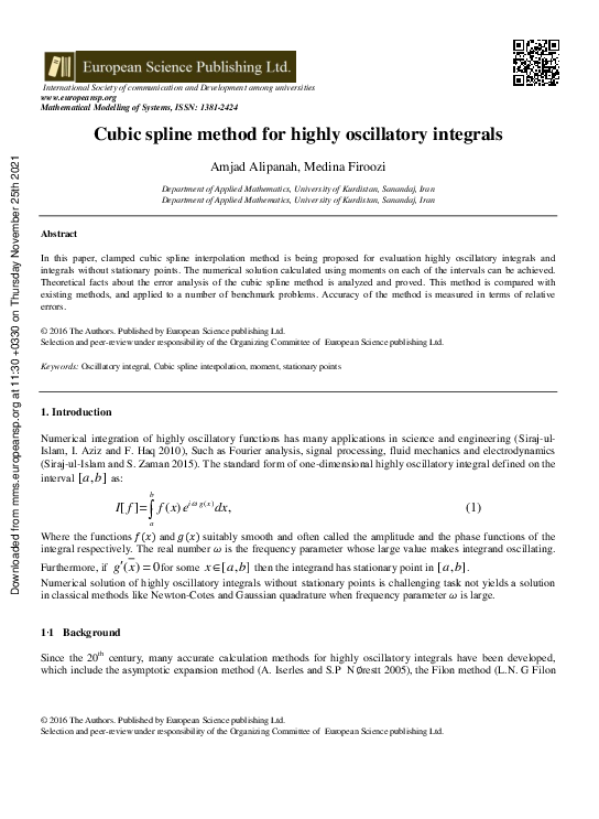 Pdf Cubic Spline Method For Highly Oscillatory Integrals
