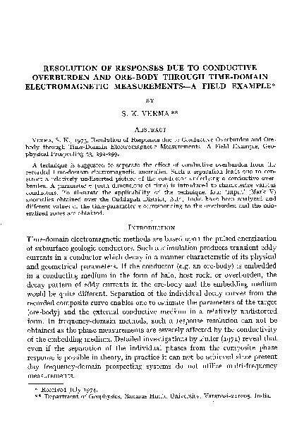 (PDF) Resolution of Responses Due to Conductive Overburden and Ore-Body ...