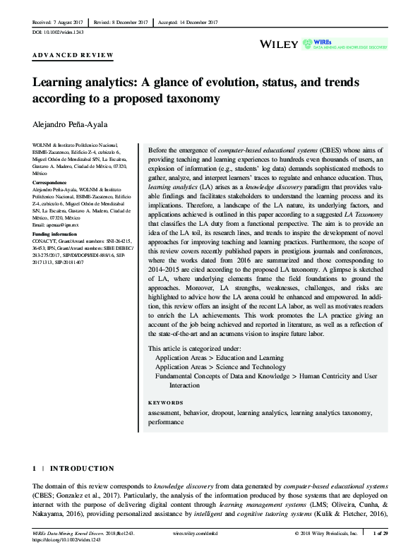 (PDF) Learning analytics: A glance of evolution, status, and trends ...