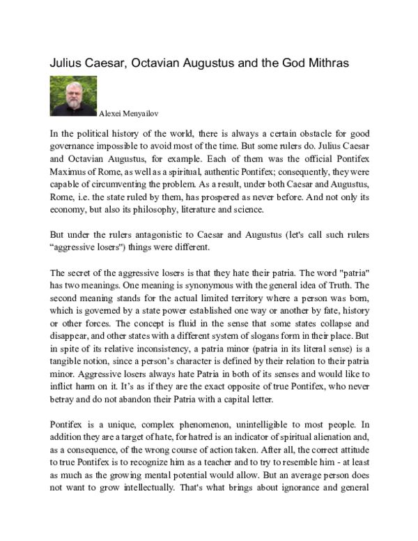 (PDF) Julius Caesar, Octavian Augustus and the God Mithras