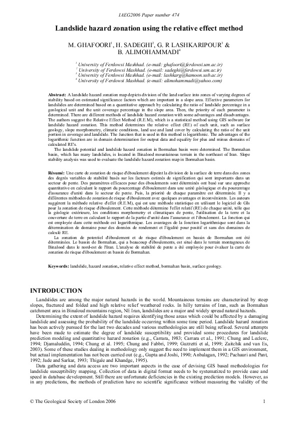 (PDF) Landslide hazard zonation using the relative effect method